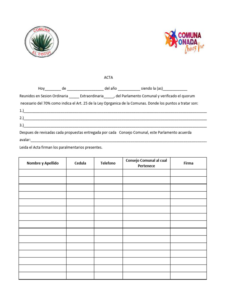 COMUNA Actas | PDF