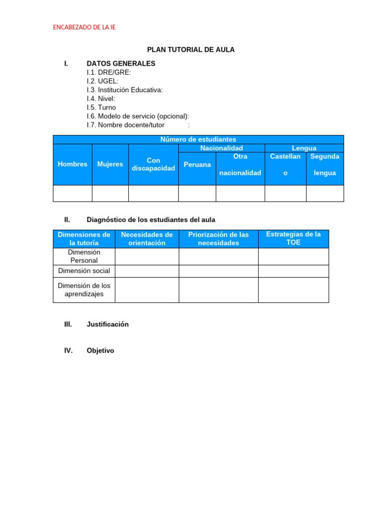 Plan Tutorial de Aula: Estrategias y Evaluación | PDF | Salón de clases ...