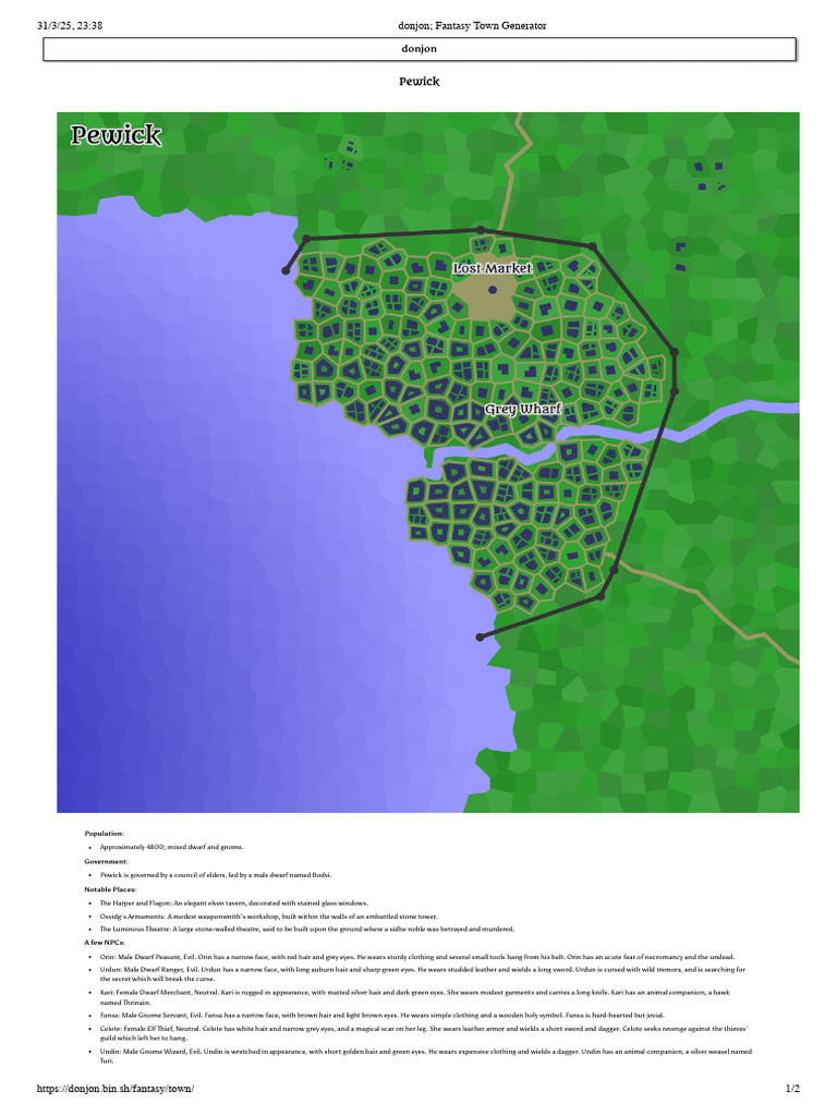Donjon Fantasy Town Generator | PDF
