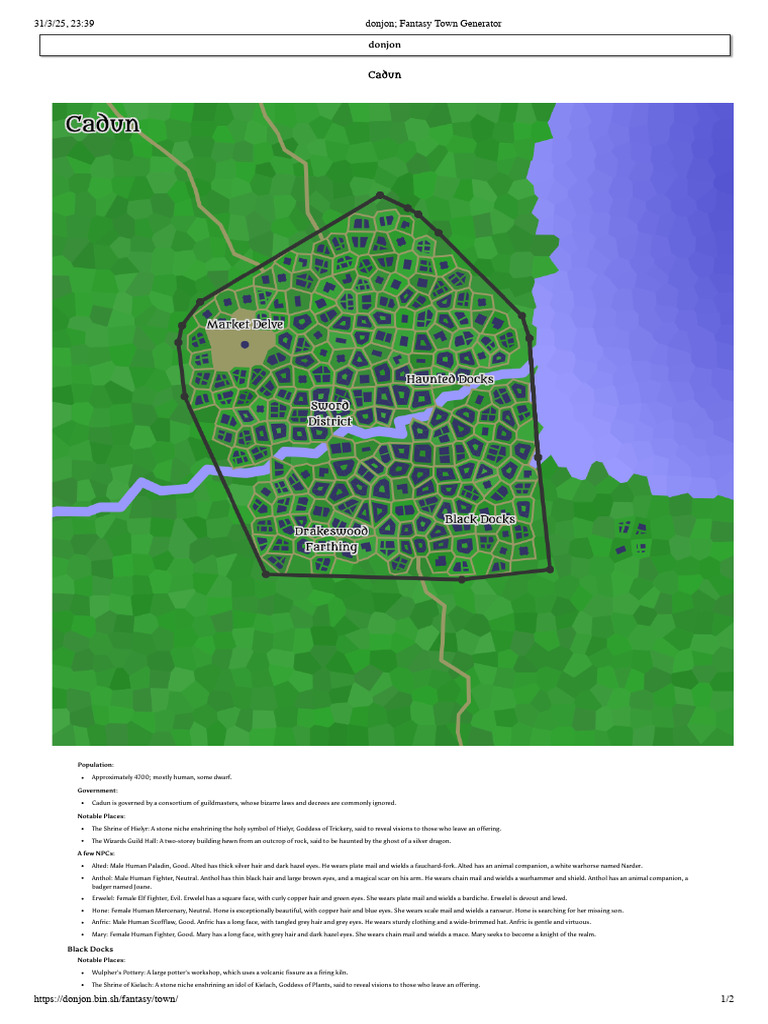 donjon; Fantasy Town Generator 2 | PDF
