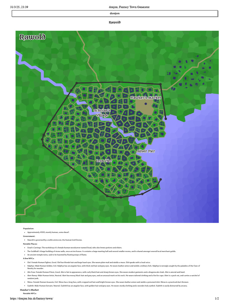 Donjon Fantasy Town Generator 1 | PDF