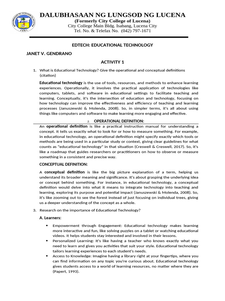 EDTECH-Activity-1 What Is Edtech JVG | PDF | Educational Technology | Learning
