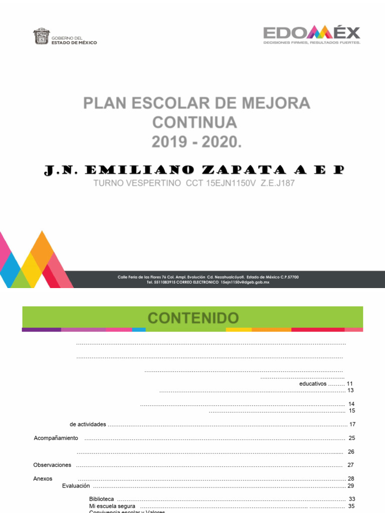 Pemc. Plan de Mejora Continua Entregar | PDF | Enseñando | Maestros