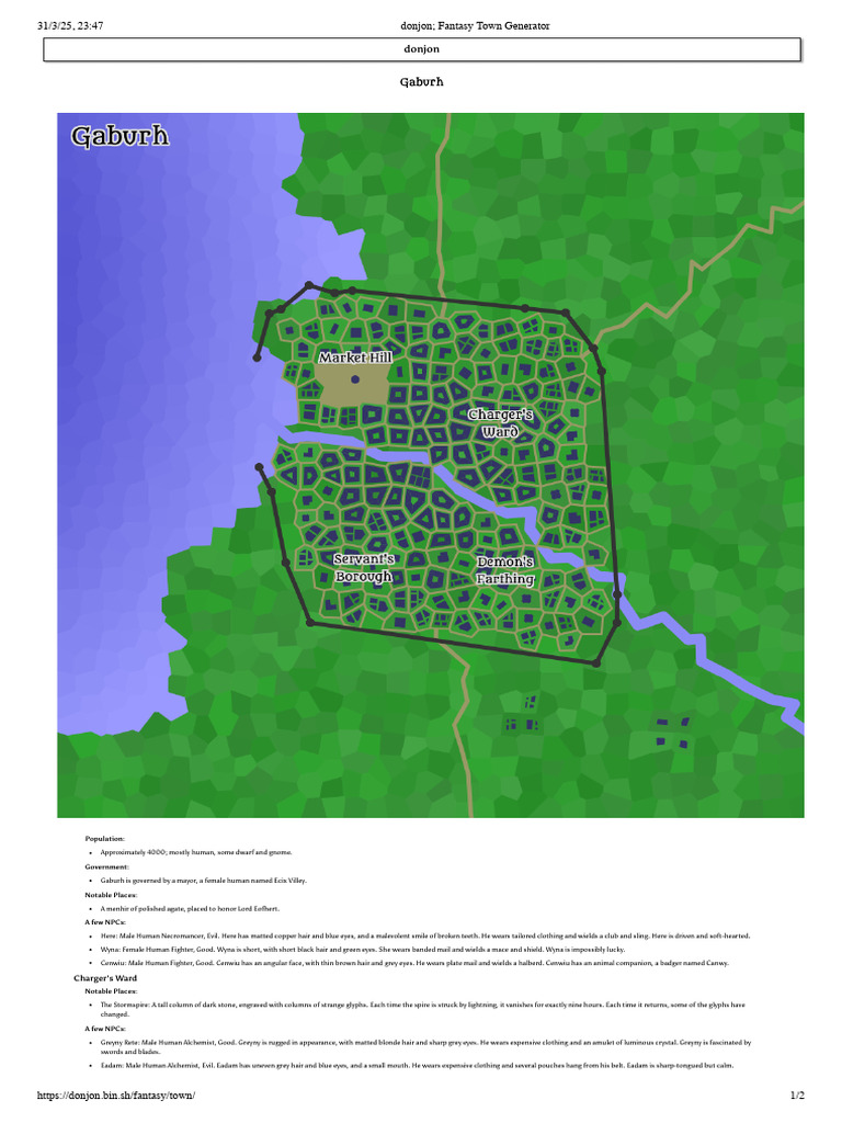 donjon; Fantasy Town Generator 4 | PDF