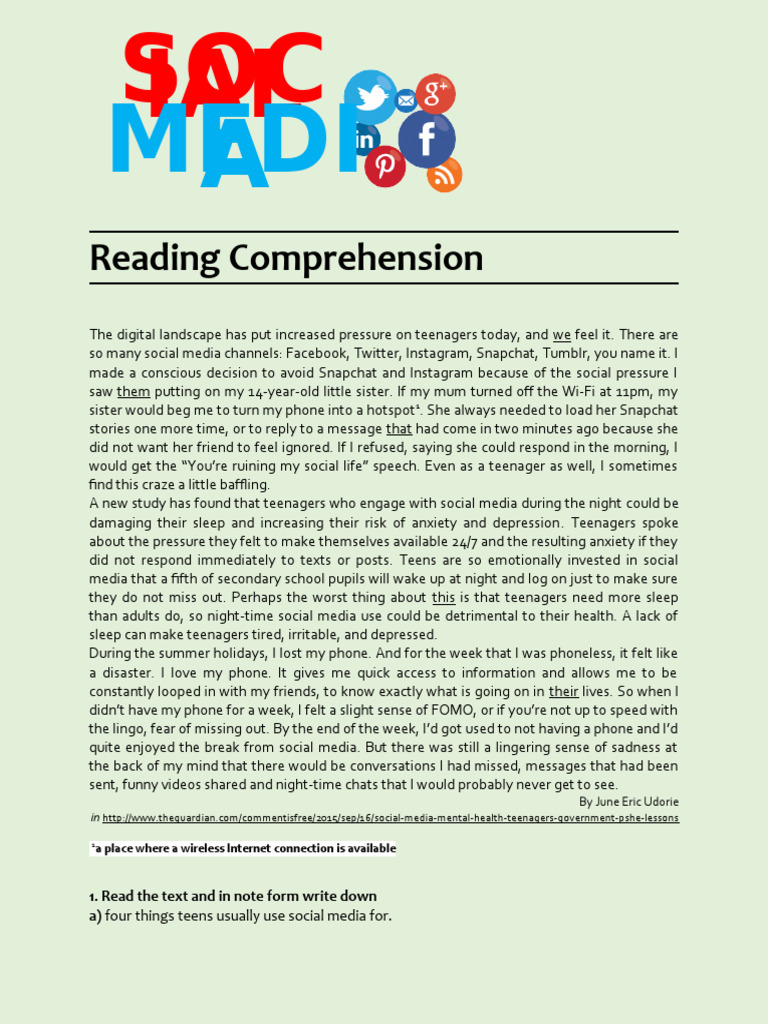 Reading Comprehension 2025 | PDF | Adolescence