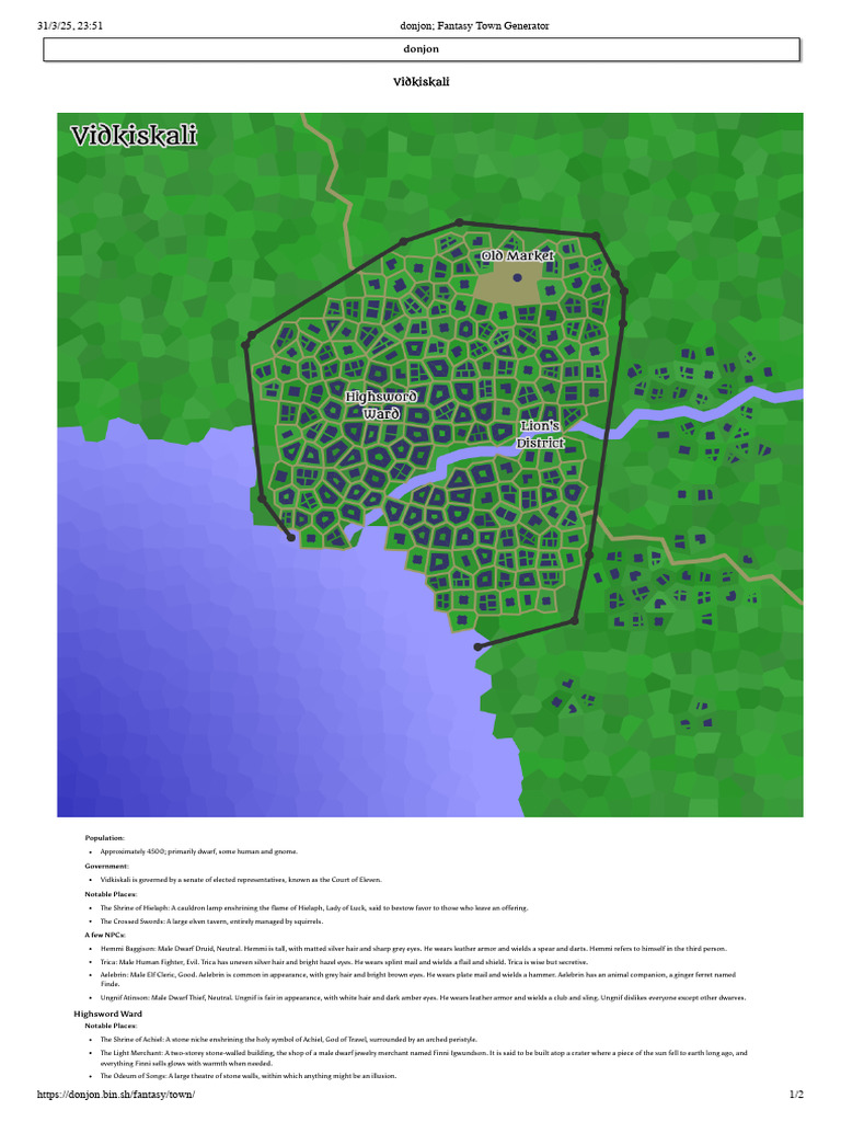 donjon; Fantasy Town Generator 2 | PDF