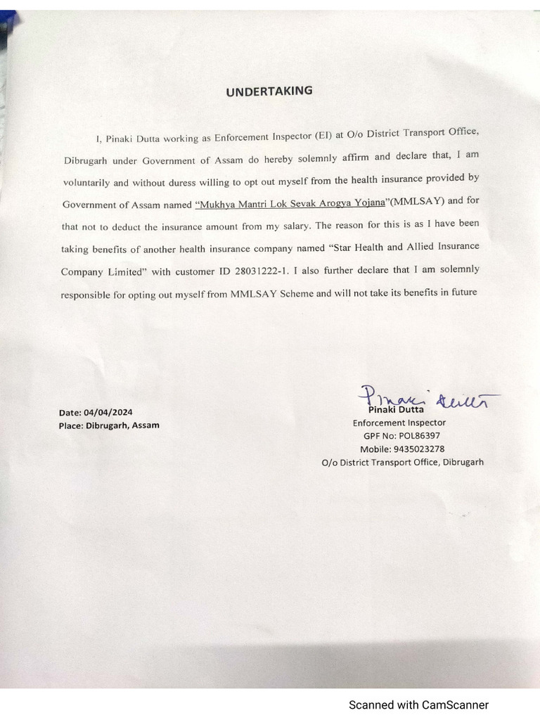 MMLSAY Withdraw Declaration | PDF