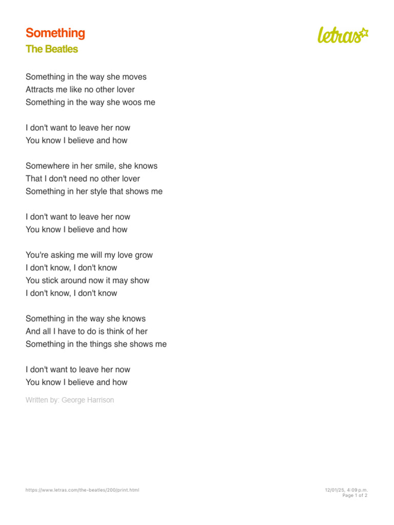 SOMETHING - The Beatles (Print) | PDF