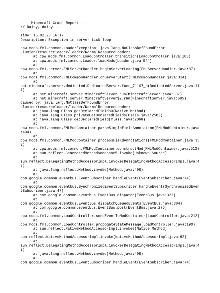 Minecraft Server Crash Report Analysis | PDF | Java Virtual Machine ...