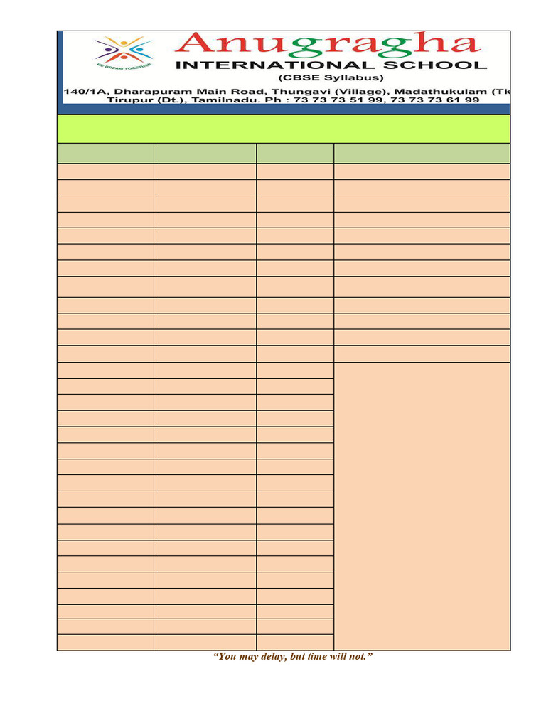 Grade Vi - Viii Academic Calendar - April 2024 | PDF