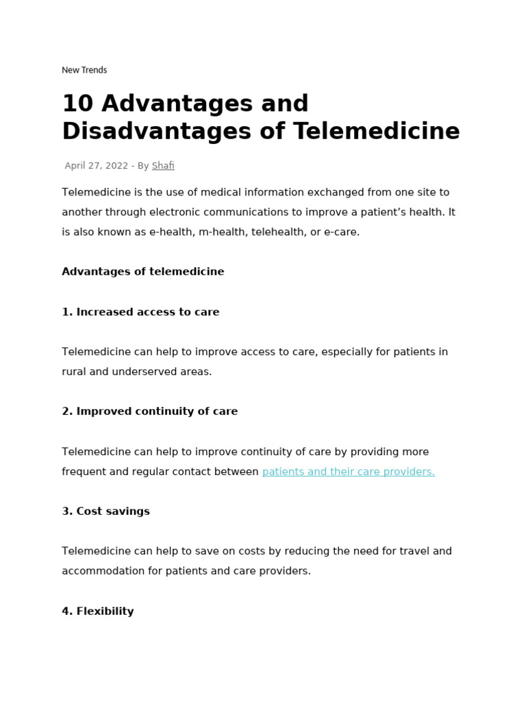 Telehealth and Telemedicine | PDF | Health Care | Service Industries