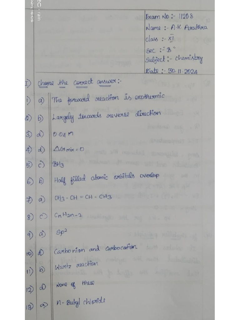 A.K.Aruthra Chemistry 30.11.2024 | PDF