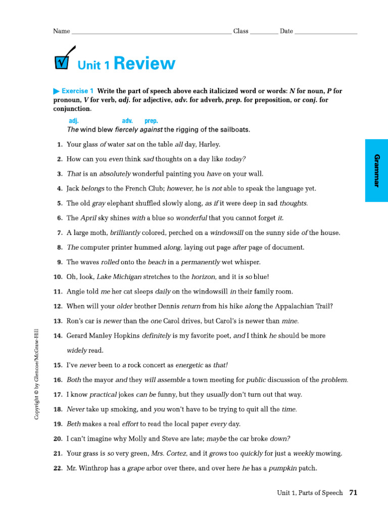 Review On Parts of The Speech | PDF