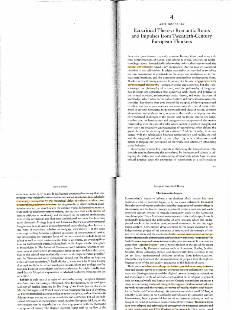 Goodbody, A. Ecocritical Theory | PDF | Ecocriticism | Space