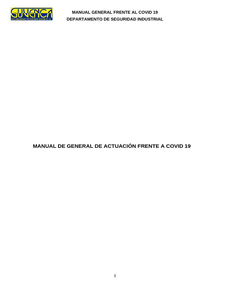 Manual General Covid 19 Guarapo Venezolano | PDF | Lavado de manos | Pandemia