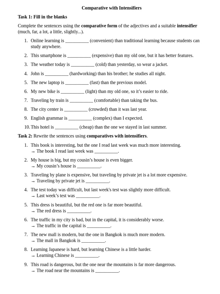 Comparative With Intensifiers | PDF