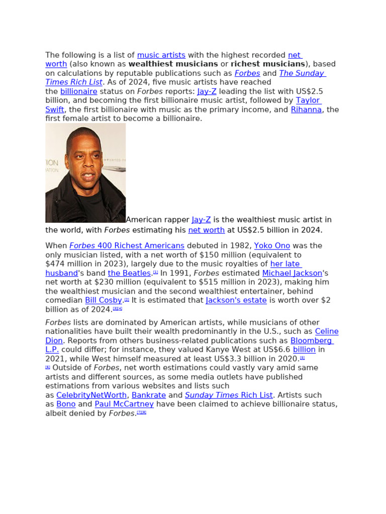 Richest Singer in The World | PDF