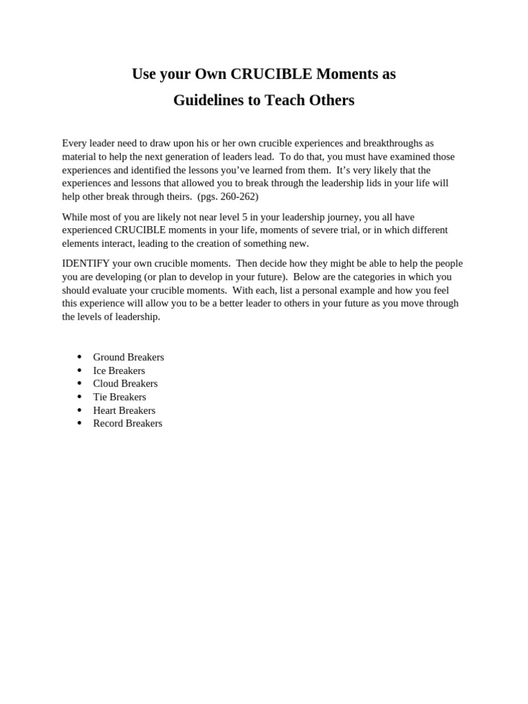 Use Your Own CRUCIBLE Moments | PDF