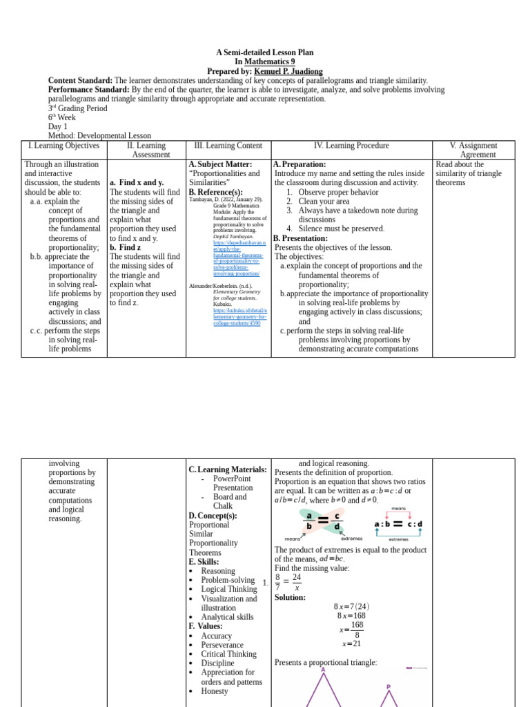 Juadiong, Kemuel P. - 1ST Lesson Plan | PDF | Learning | Lesson Plan