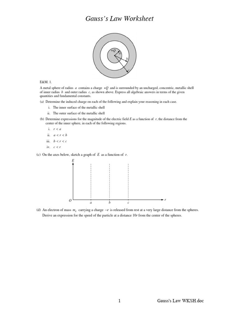 Gauss's Law WKSH | PDF