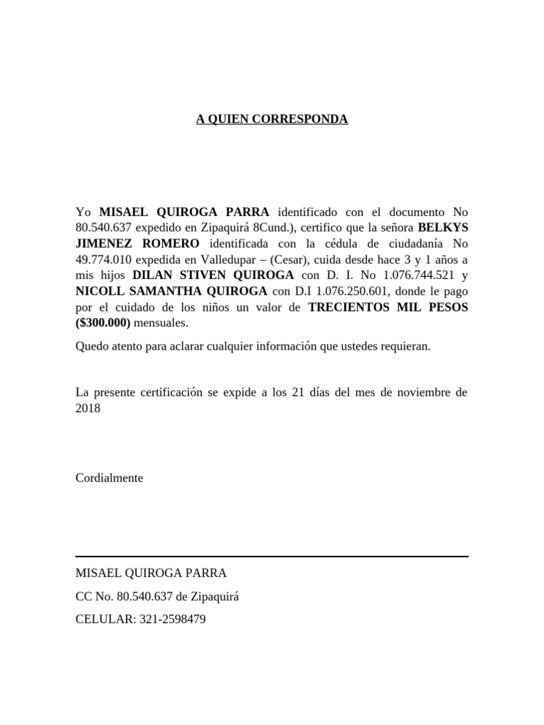 A Quien Corresponda | PDF