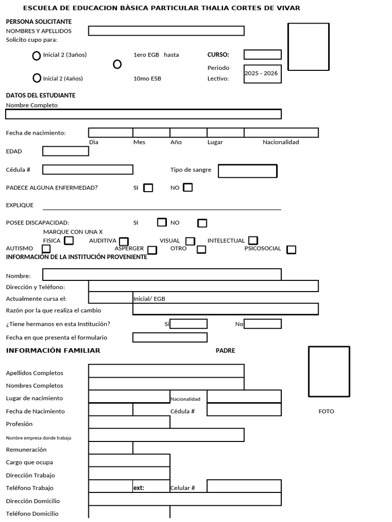 Formulario 2025-2026 de Matriculación | PDF
