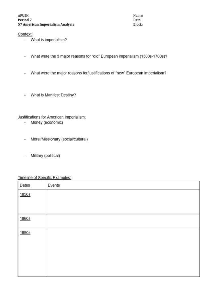 57 American Imperialism Document Analysis | PDF | Imperialism