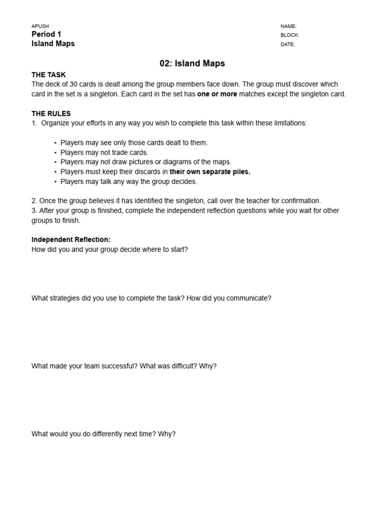 02 Island Maps Handout Apush 2024 | PDF