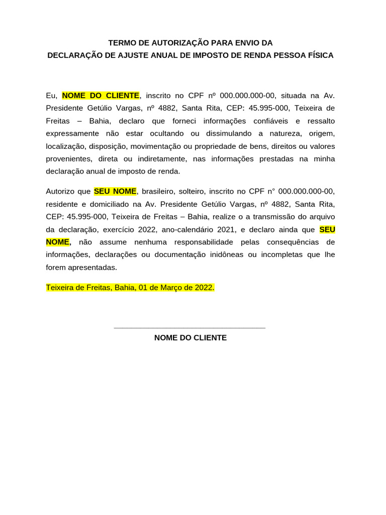 Termo de Autoriza o | PDF