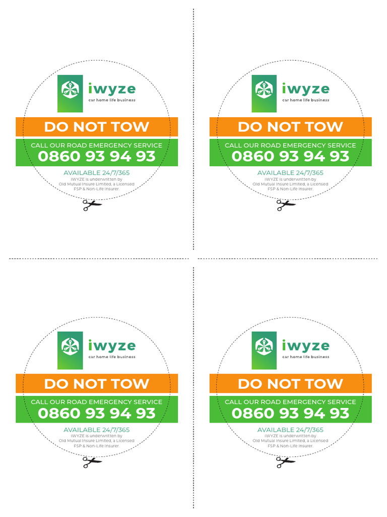 iWYZE DO NOT TOW Stickers2020 | PDF