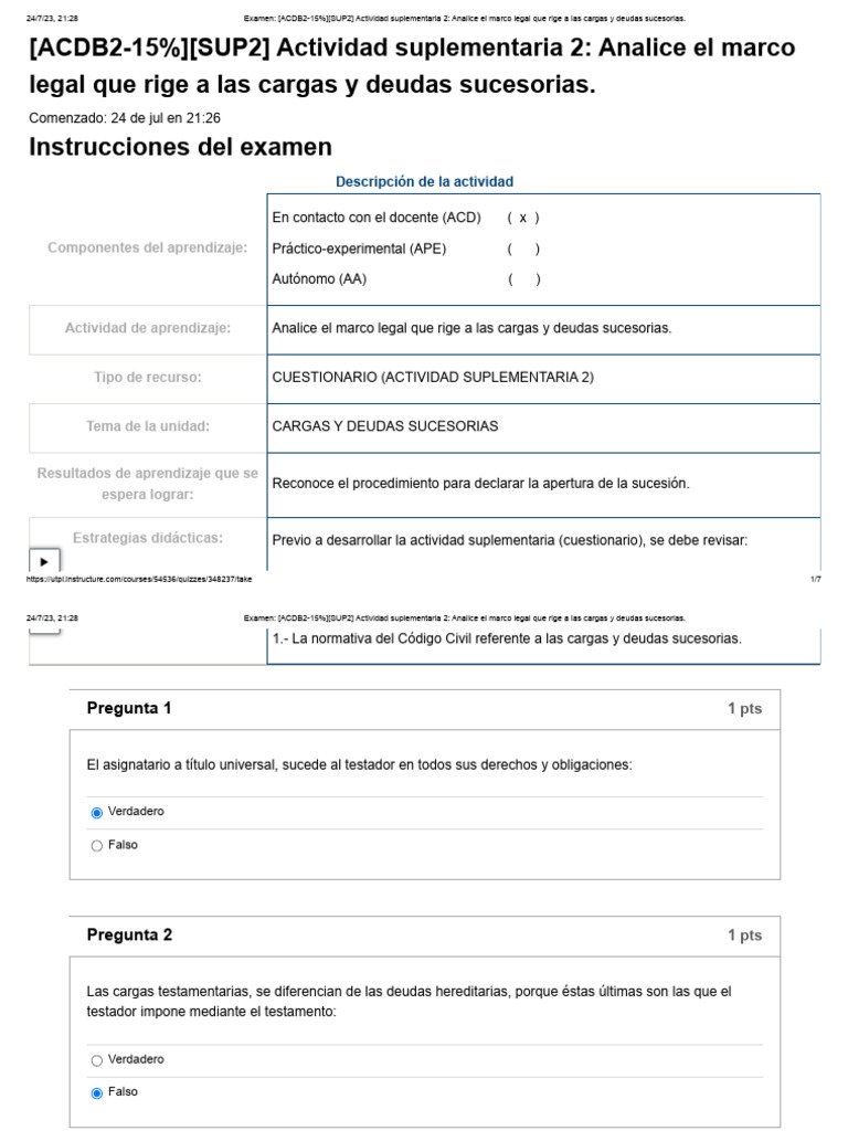 Examen - (ACDB2-15%) (SUP2) Actividad Suplementaria 2 - Analice El ...