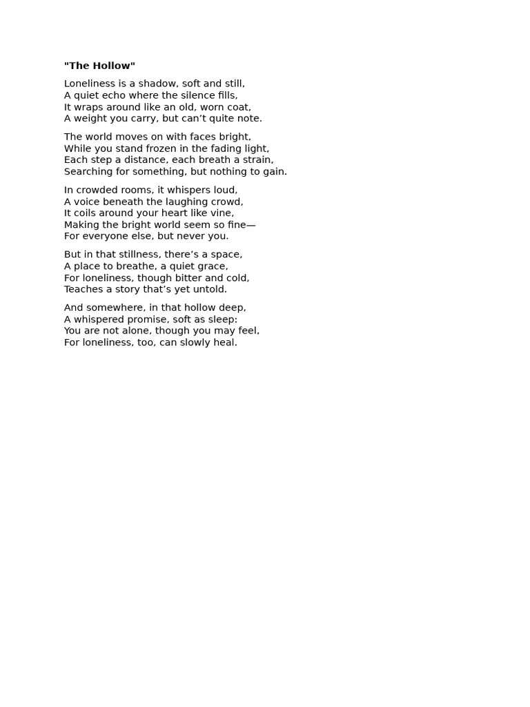 The Hollow: A Poem on Loneliness | PDF