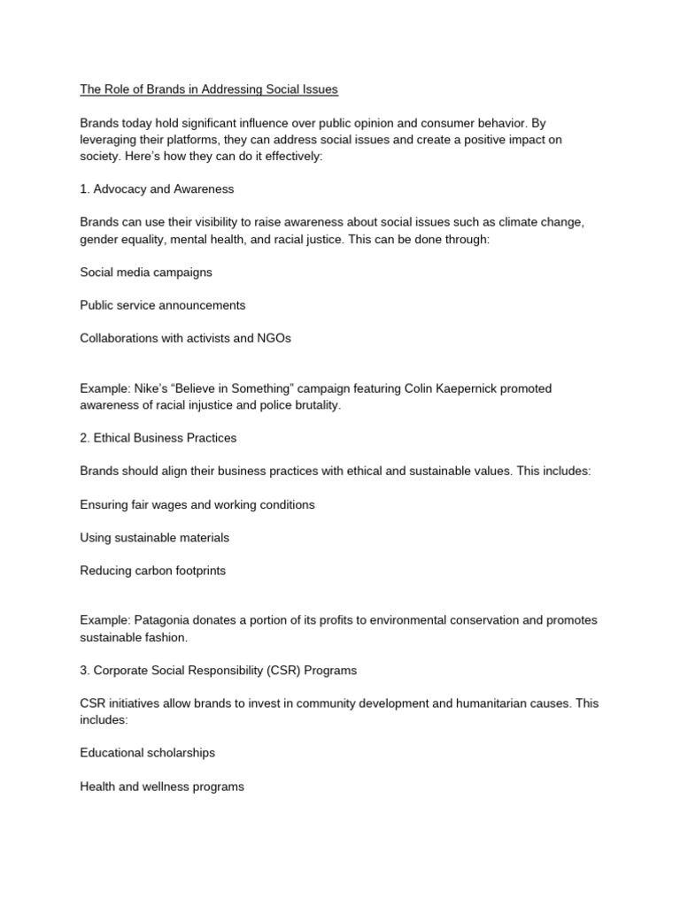 The Role of Brands in Addressing Social Issues | PDF