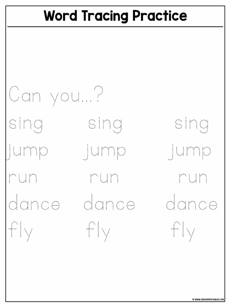 CreatePrintables.com Word Tracing Practice 1B98 C73B 3AE4 | PDF