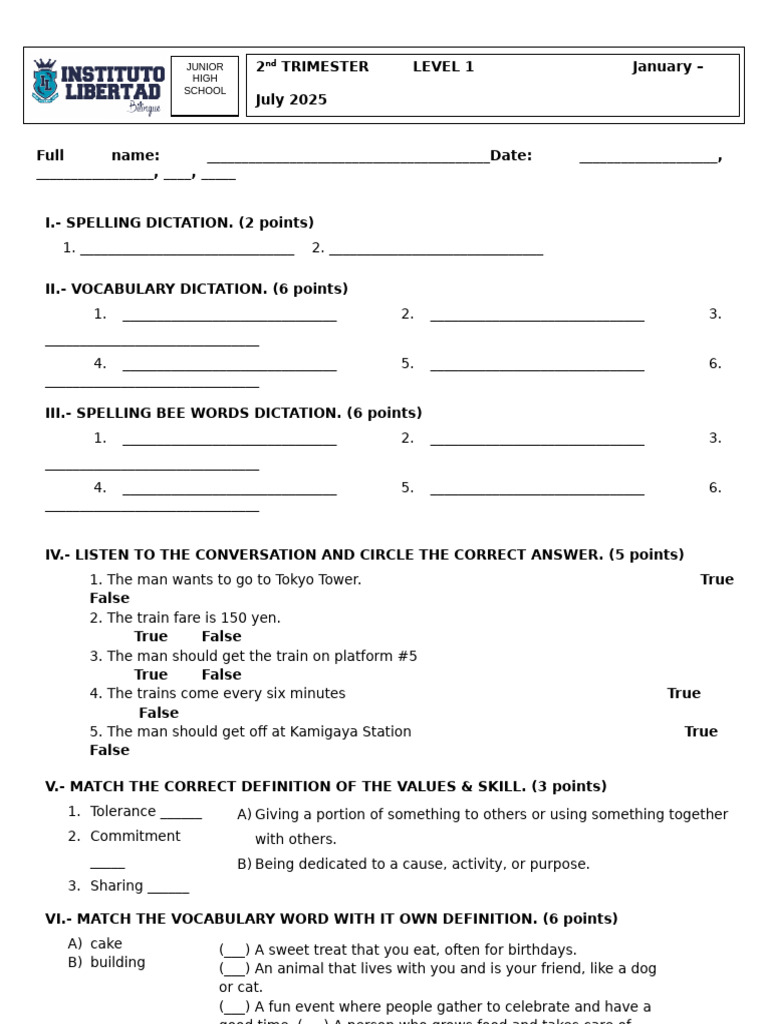 English Language Skills Assessment | PDF | Verb | Linguistics