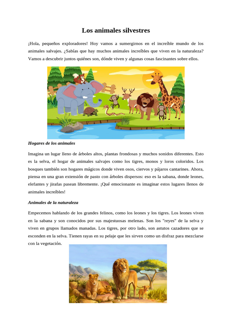 Animales Silvestres: Hogares y Curiosidades | PDF | León | Tigre