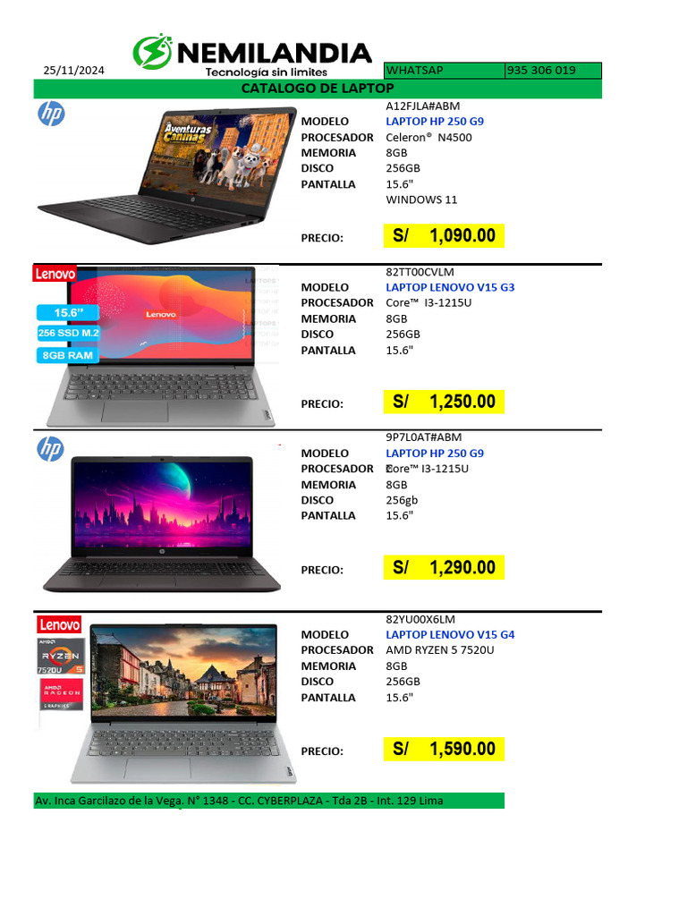 Catálogo de Laptops 2024 en Lima | PDF | Hardware de la computadora ...