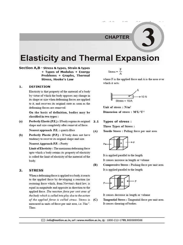 Elasticity and Thermal Expansion Concepts | PDF | Elasticity (Physics ...