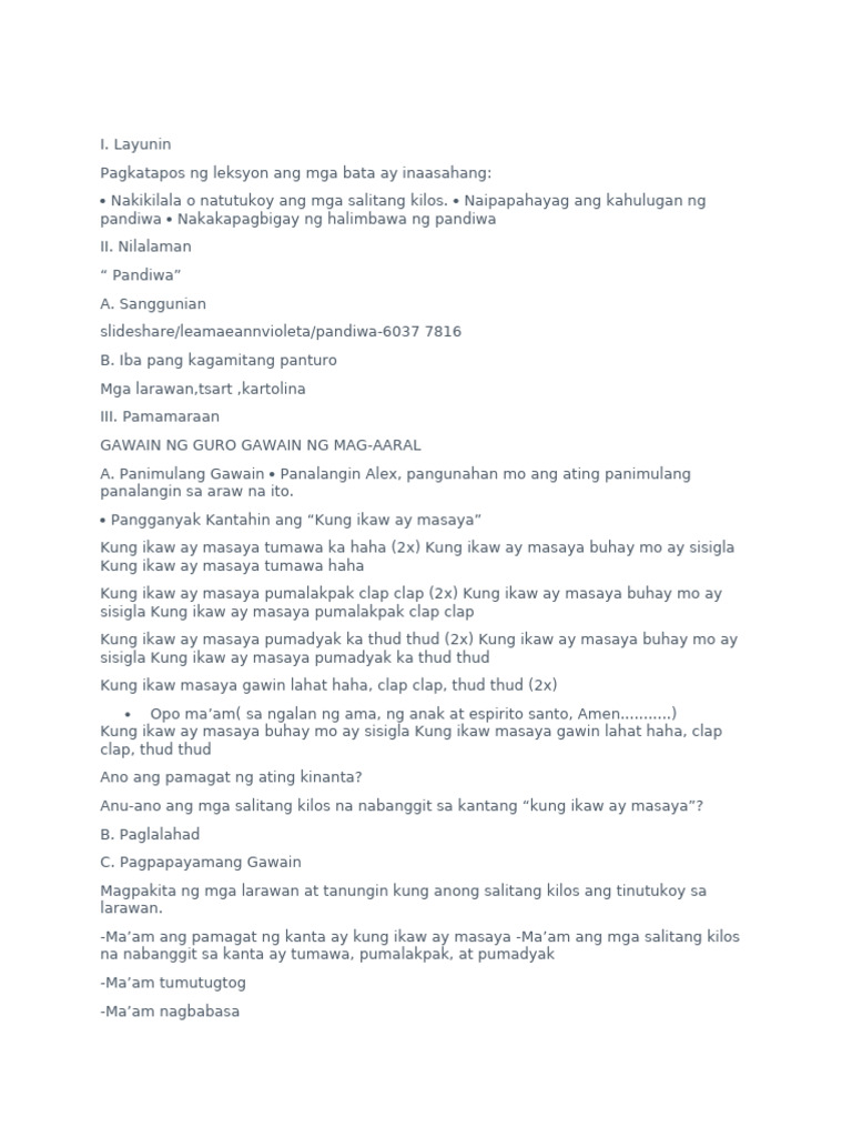 Lesson Plan Pandiwa Detailed | PDF