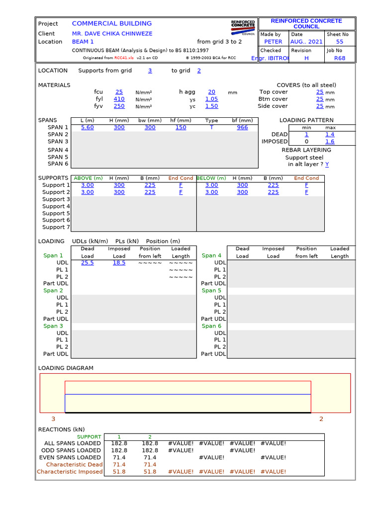 Continuous Beam Design Analysis | PDF | Beam (Structure) | Materials
