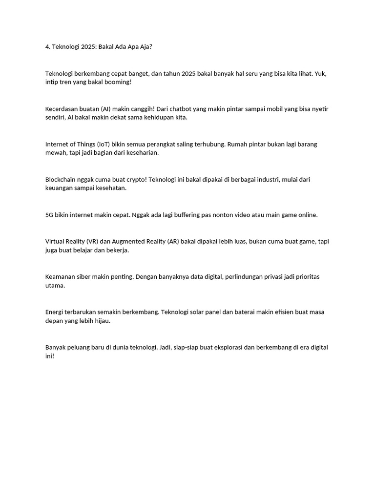 Teknologi 2025 Bakal Ada Apa Aja | PDF
