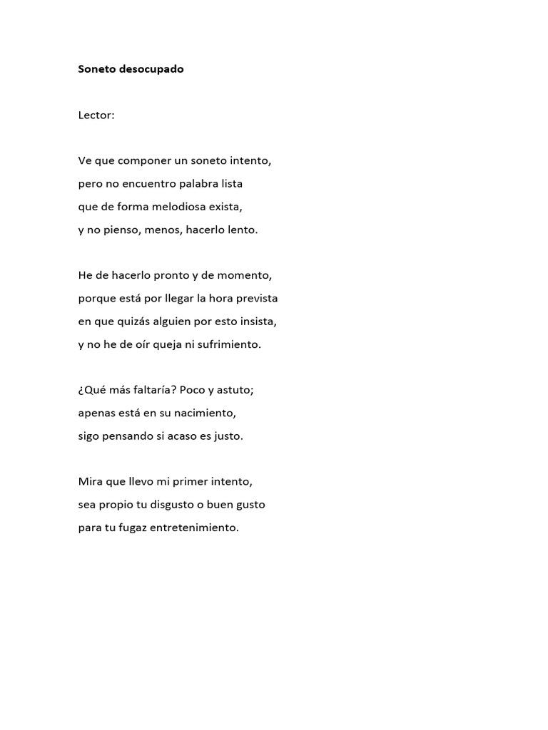 Soneto Desocupado - Curioso Impertinente | PDF
