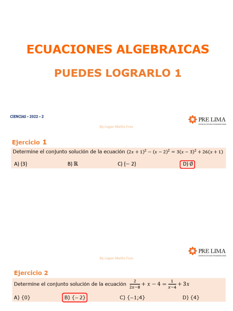 Soluciones de Ecuaciones Algebraicas | PDF