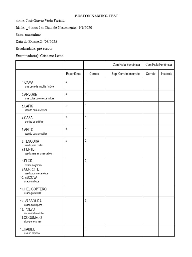 BNT - Folha de Resposta (Versão Brasileira) | PDF