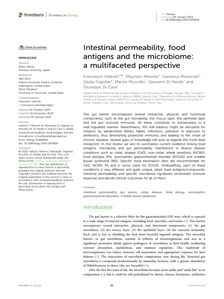 Intestinal Permeability, Food Antigens and The Microbiome A ...