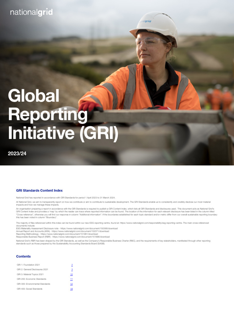 National Grid GRI Standards Index 2023/24 | PDF | Regulatory Compliance ...