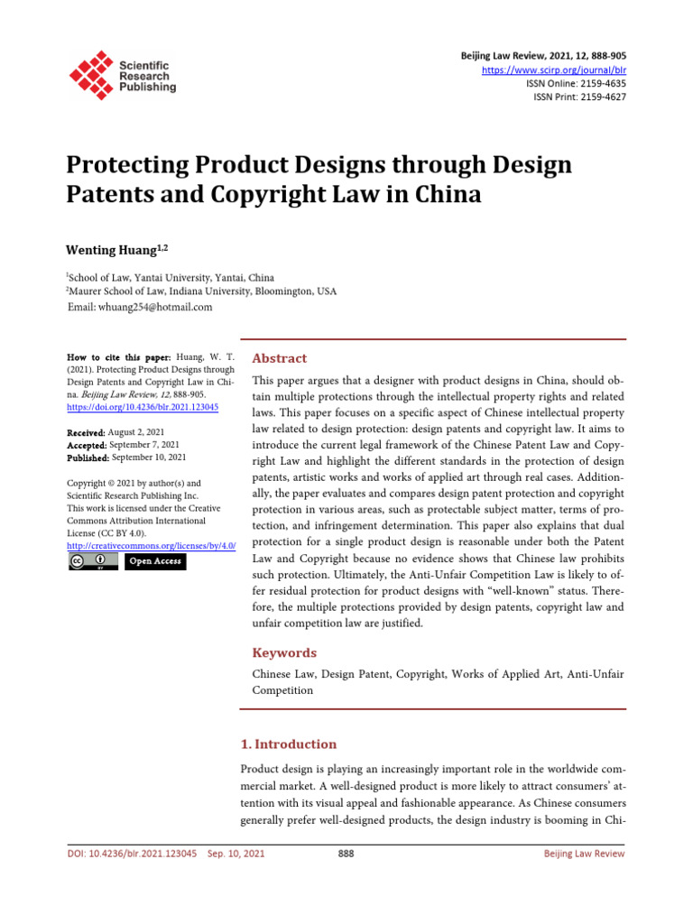 Protecting Product Design Through Design Patent and Copyright Law in ...