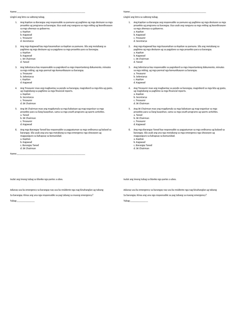 activity sheets of araling panlipunan | PDF