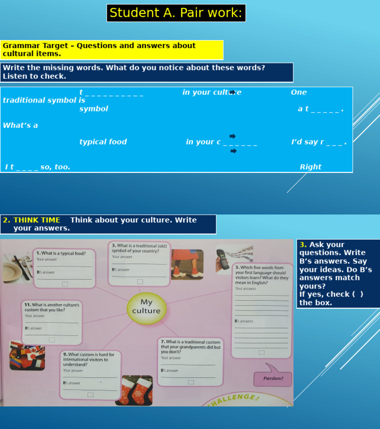 Cultural Items Pair Work Activity | PDF