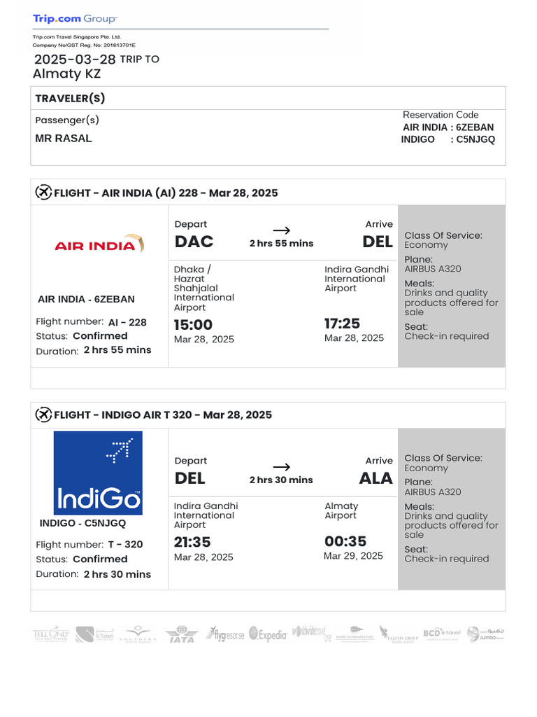 Confirmed Flight Itinerary for Travel | PDF | Airliner | Transport